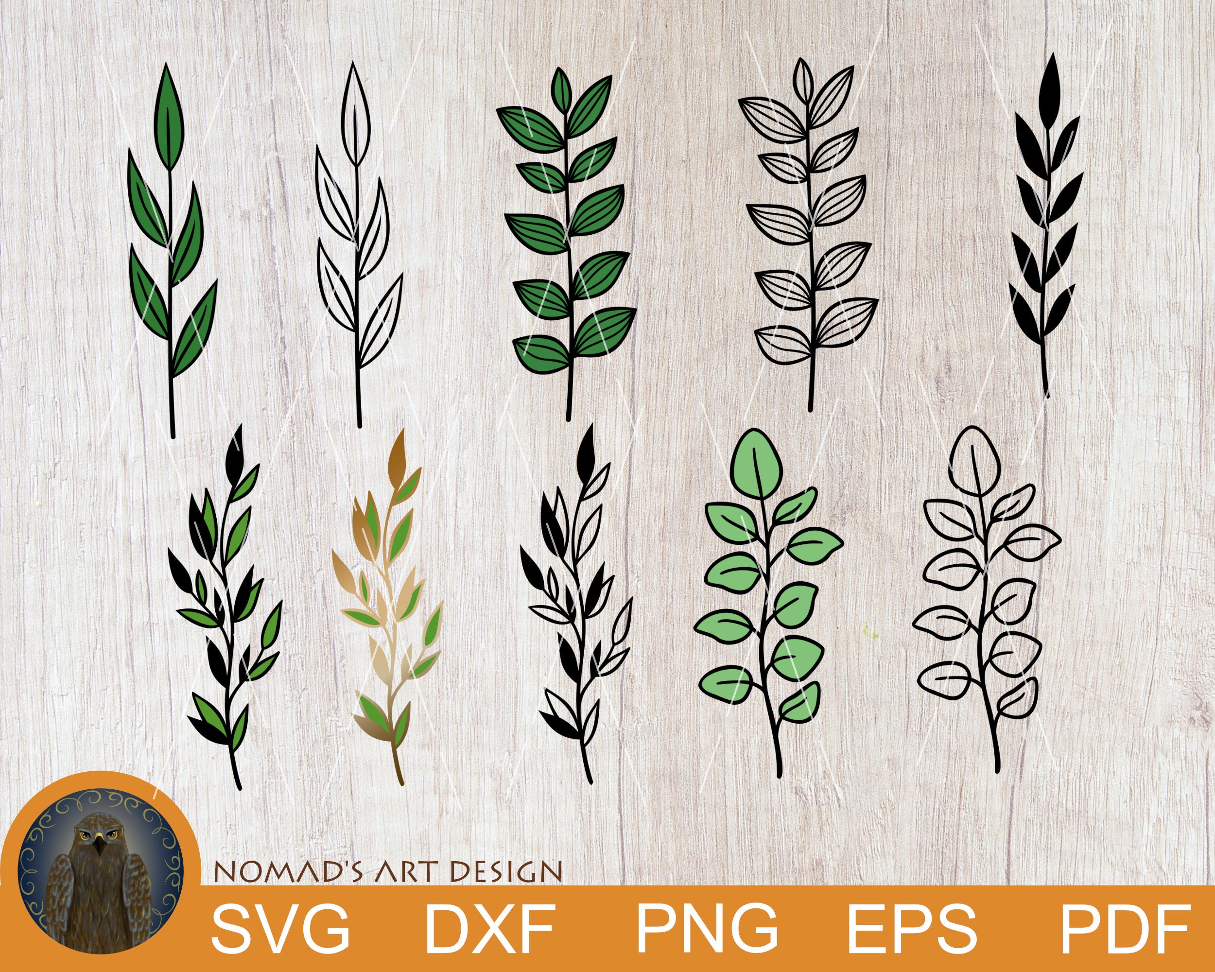 Leaves Svg Leaf Template Leaves Svg with Outline Leaf Svg | Etsy