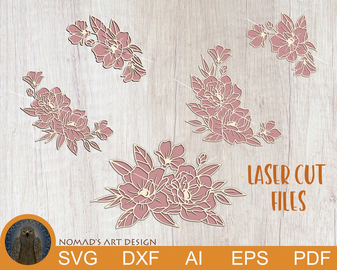 Flower Laser Cut File, Glowforge Cut File, Floral Laser File, Layered ...