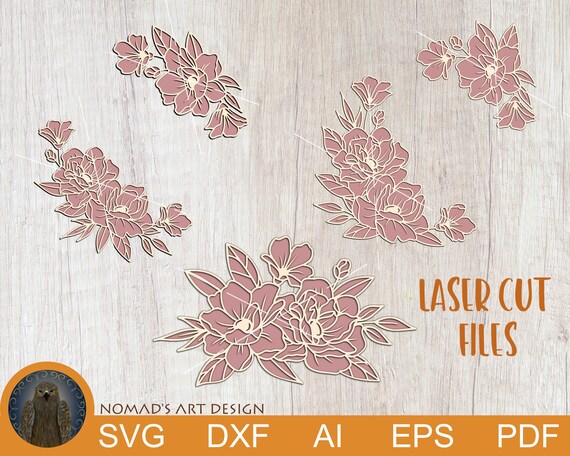 Flower Laser Cut File Glowforge Cut File Floral Laser File | Etsy