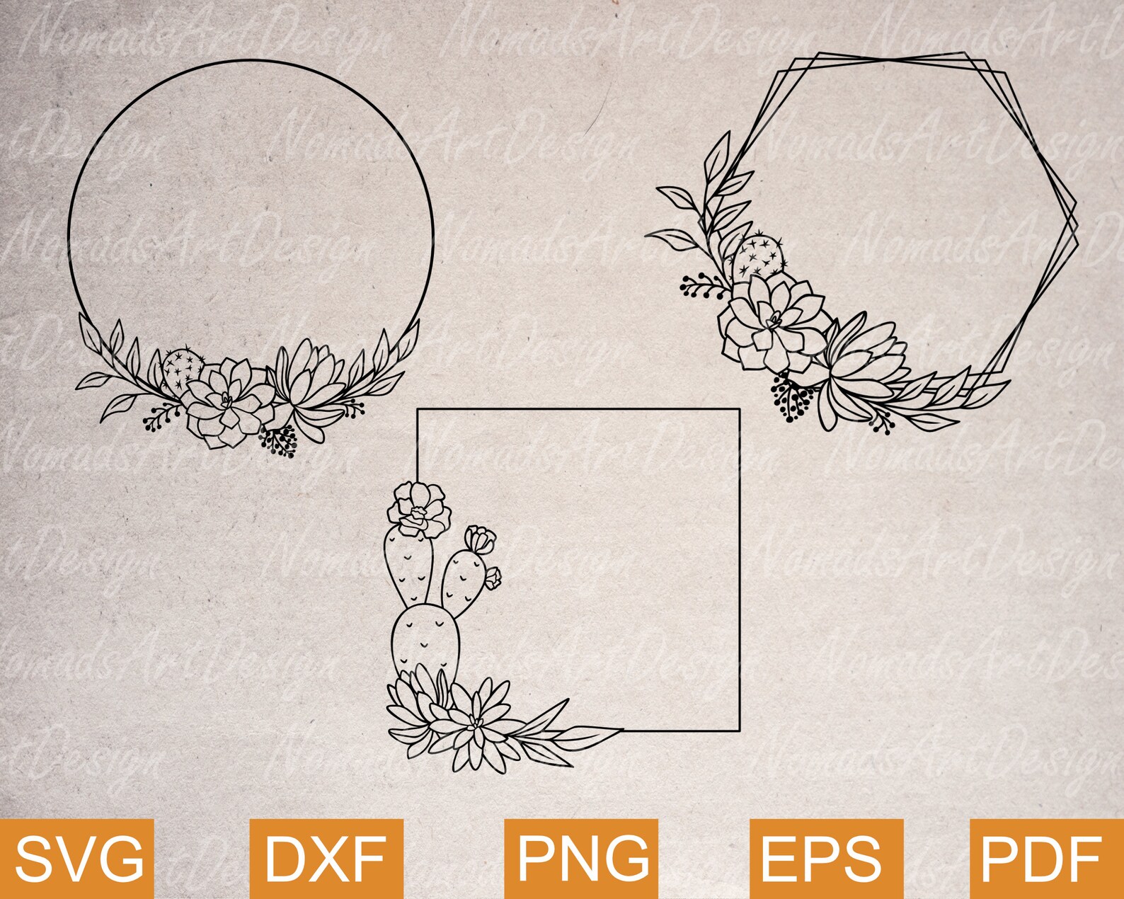 Cactus Frame Svg Succulent Svg Floral Wreath Svg Leaf Frame | Etsy