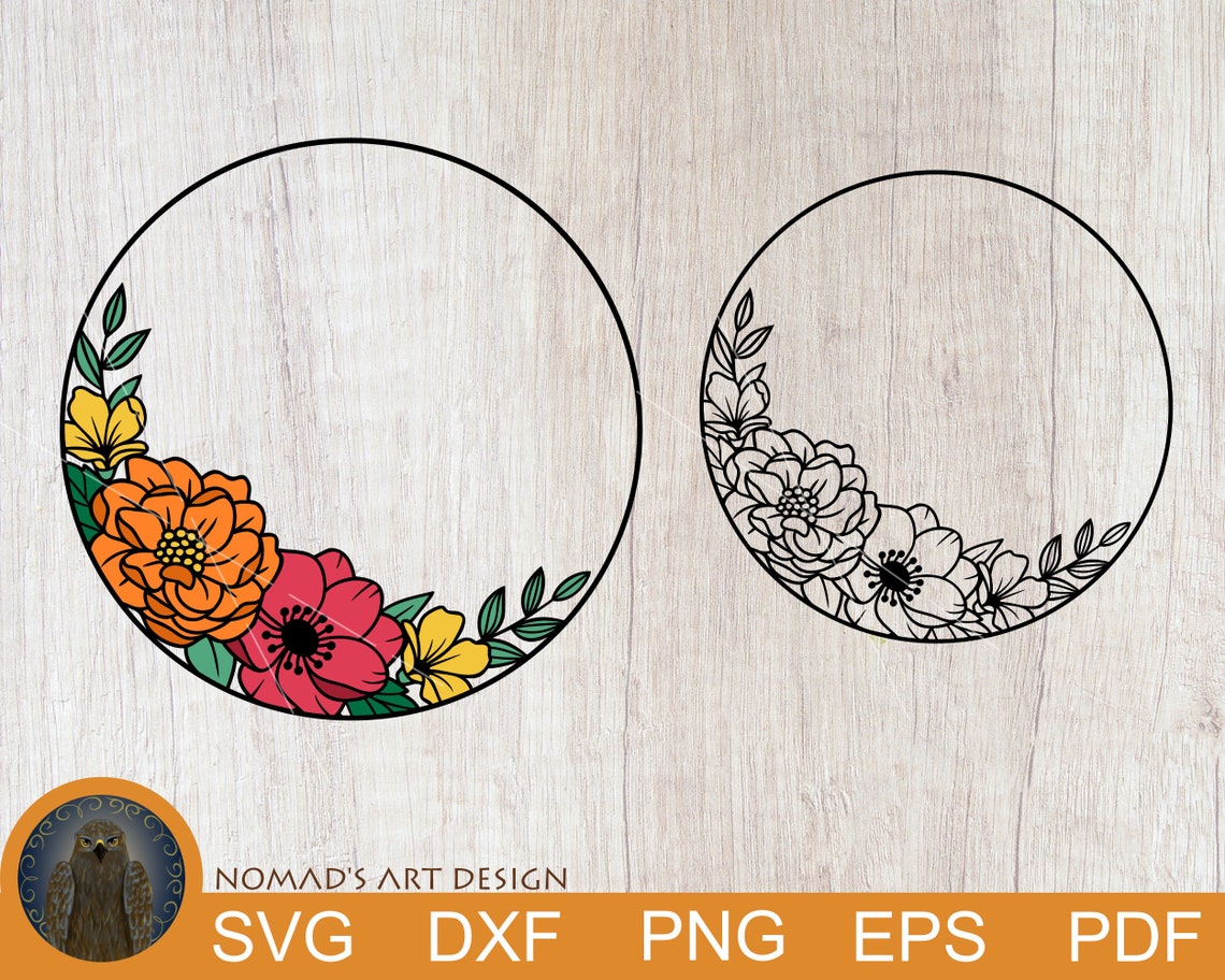 Flower Frame Svg Round Frame Svg Flower Monogram Frame Svg - Etsy