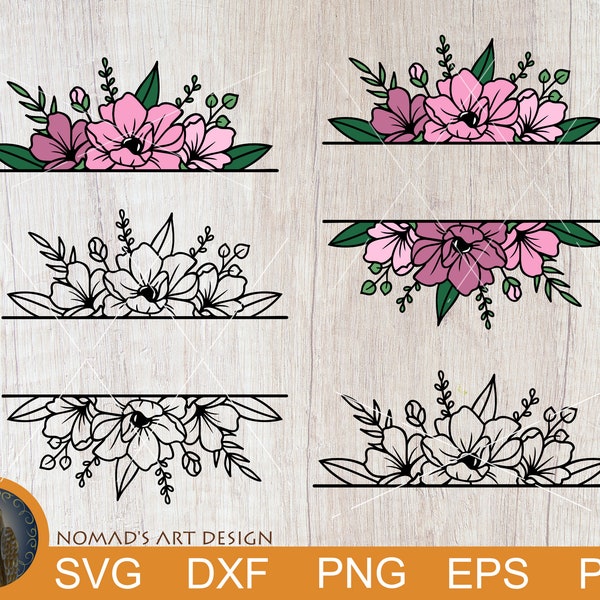 Floral Border Split Svg - Etsy