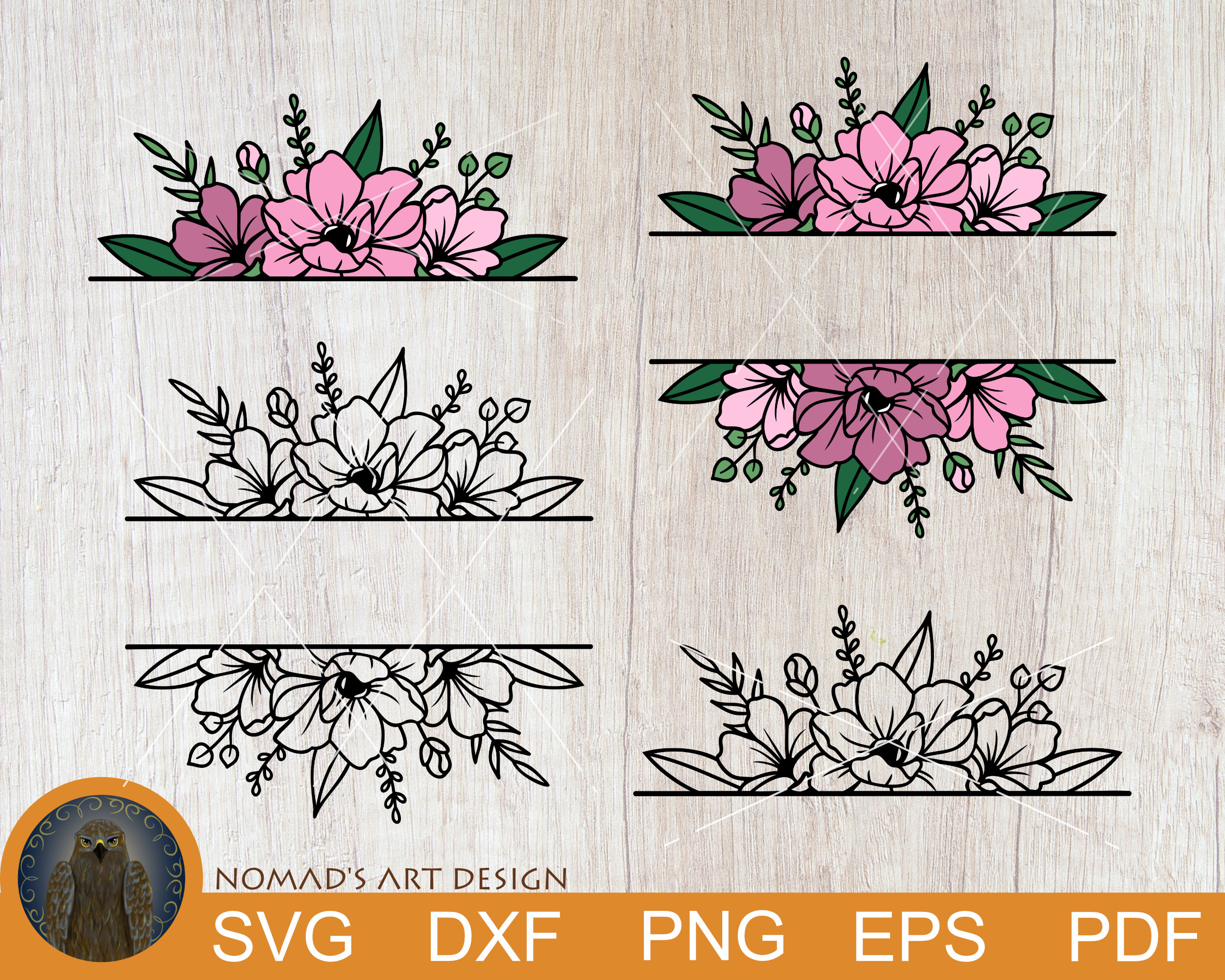 Floral Border Svg Flower Border Svg Split Monogram Svg - Etsy