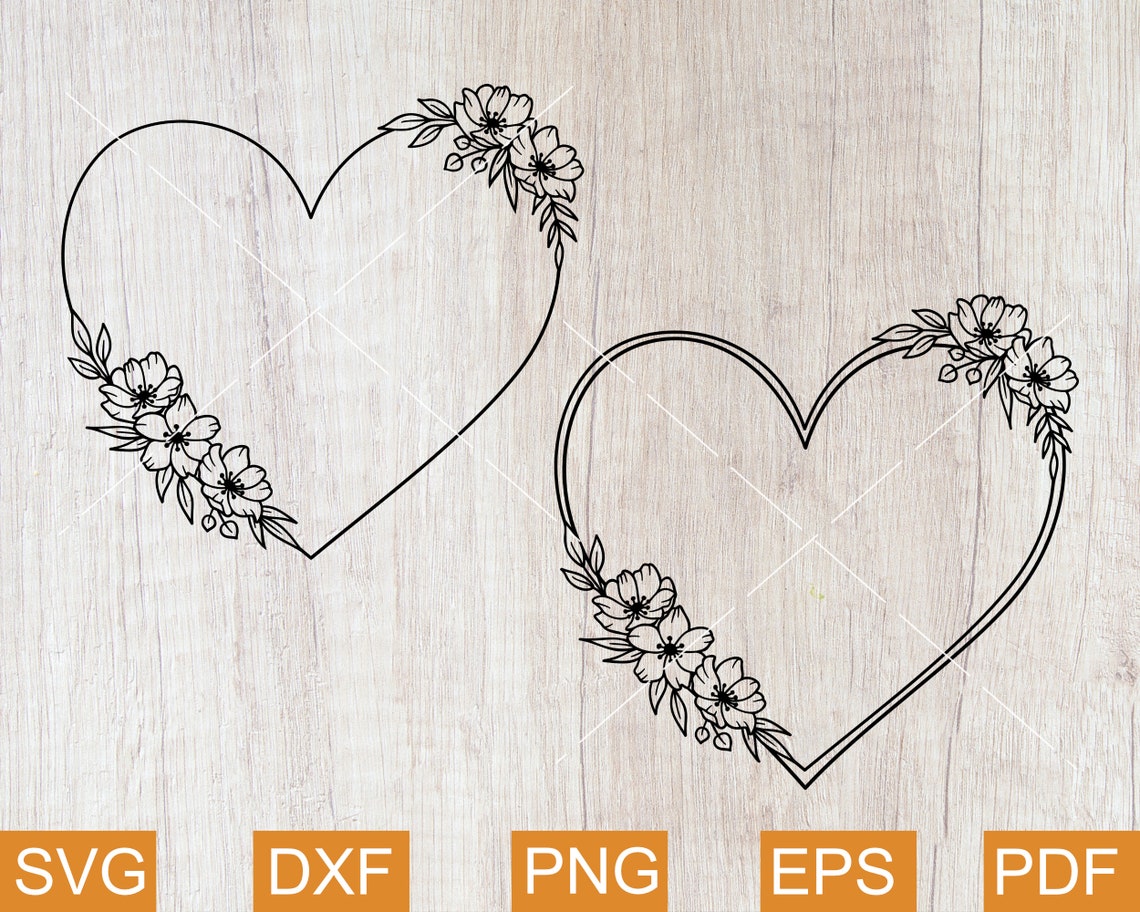 Heart Frame Svg Flower Heart Svg Floral Frame Svg Cherry - Etsy