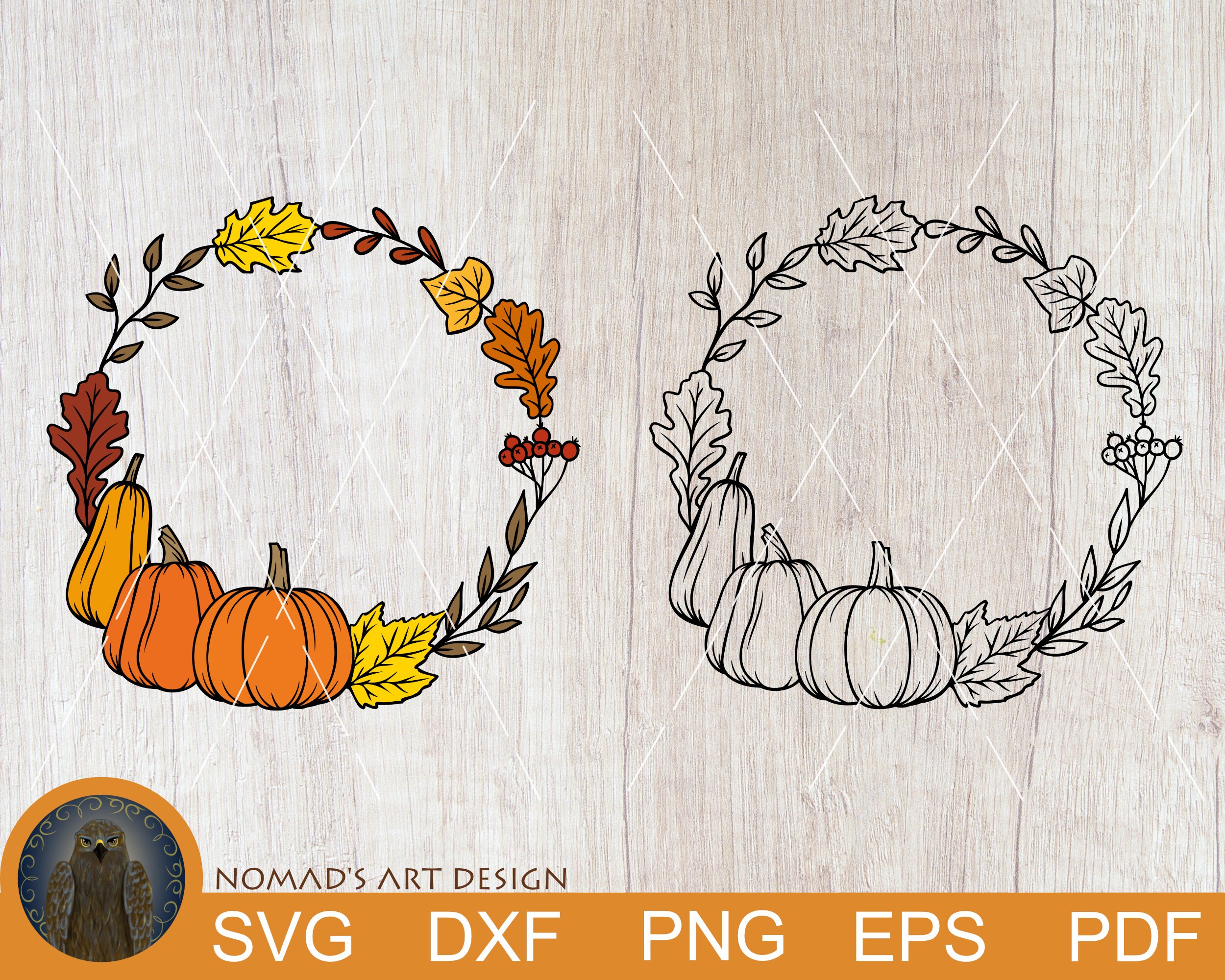 Fall Wreath Svg Pumpkin Wreath Svg Autumn Svg Fall Leaves - Etsy