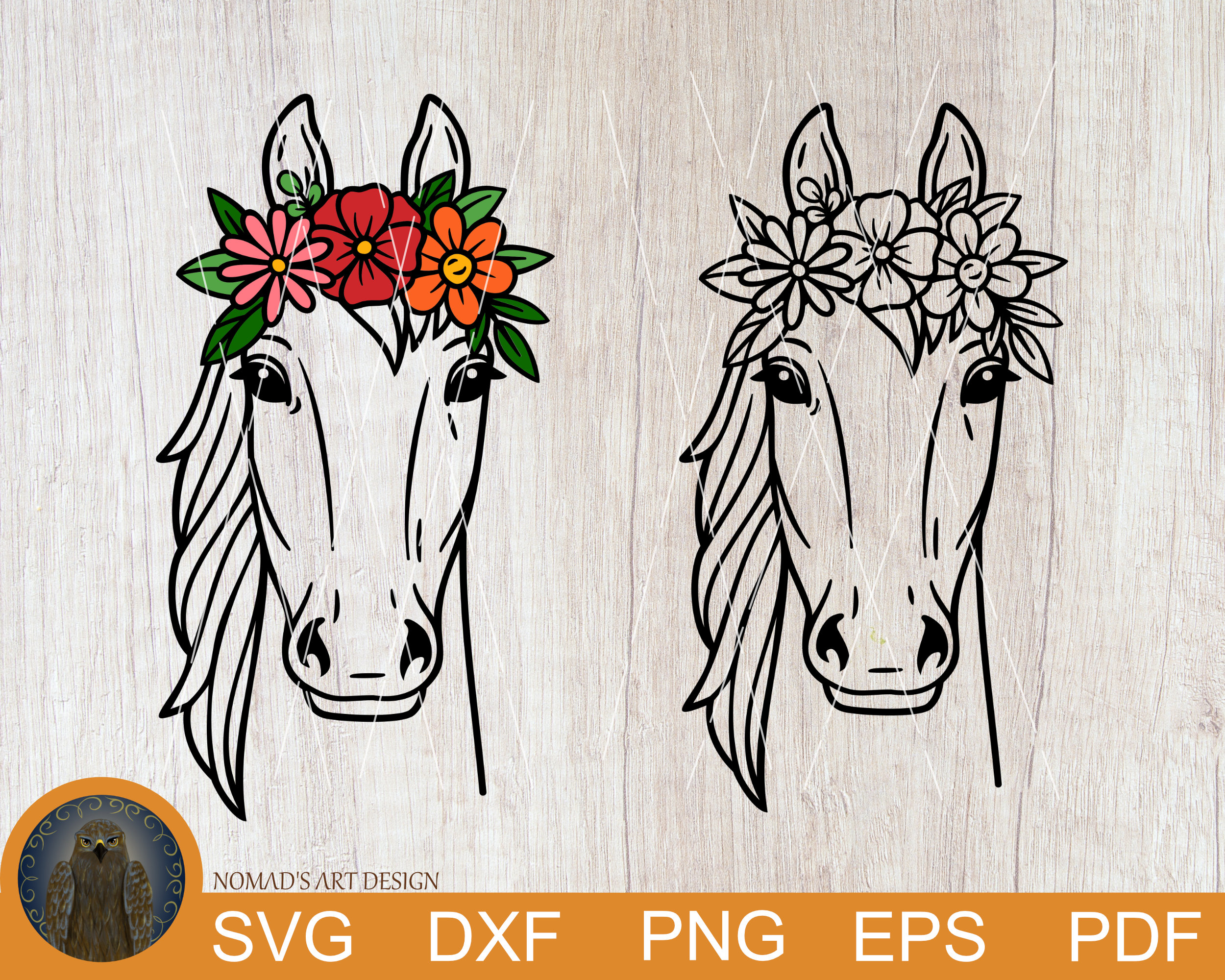 Horse With Flowers Svg Horse Floral Svg Equestrian Svg Farm | Etsy