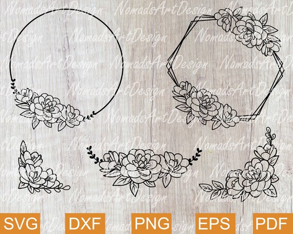 Floral Circle Svg Flower Border Svg Camellia Svg Floral | Etsy