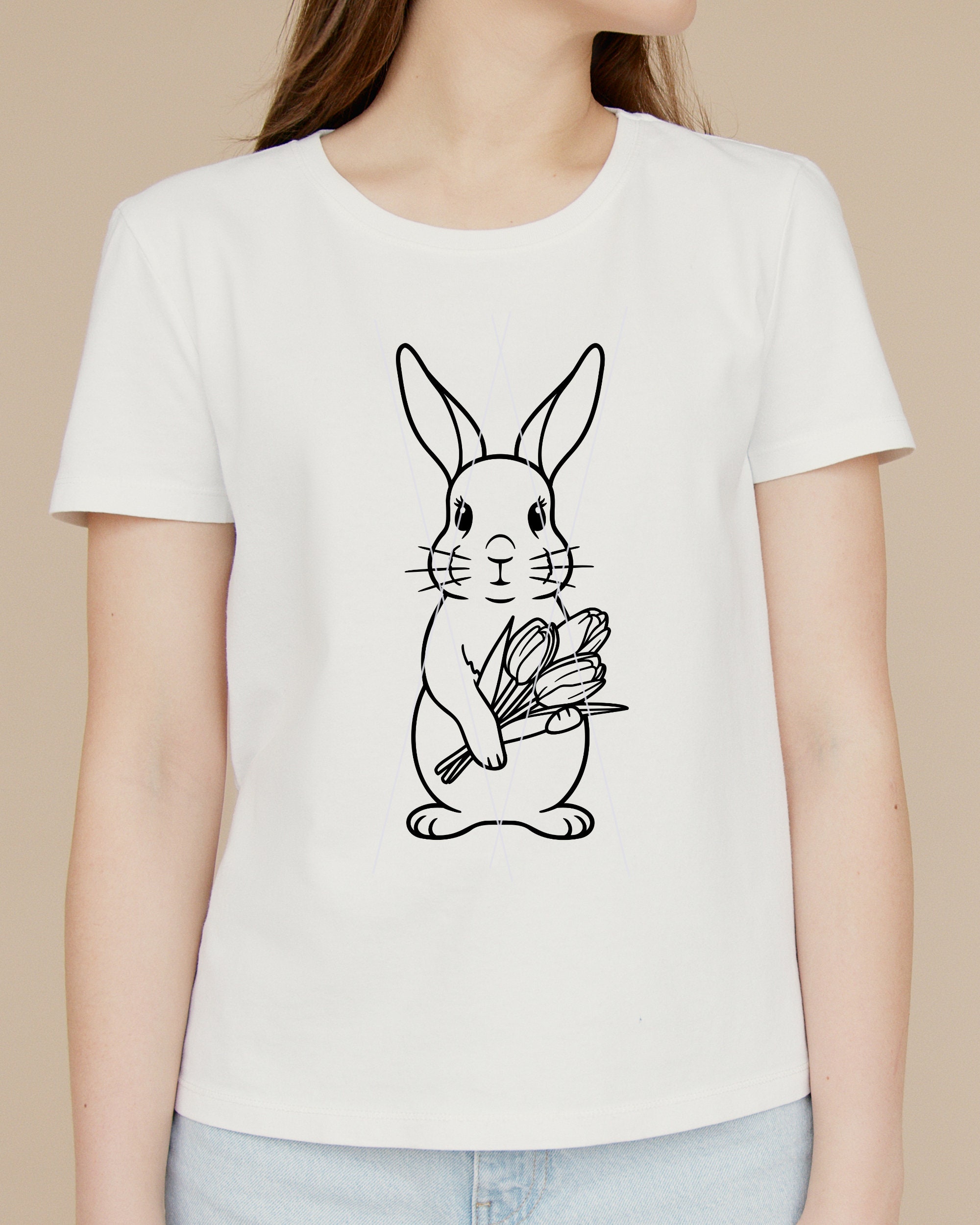 Hello Spring Svg Bunny With Flowers Svg Spring Sign Svg - Etsy