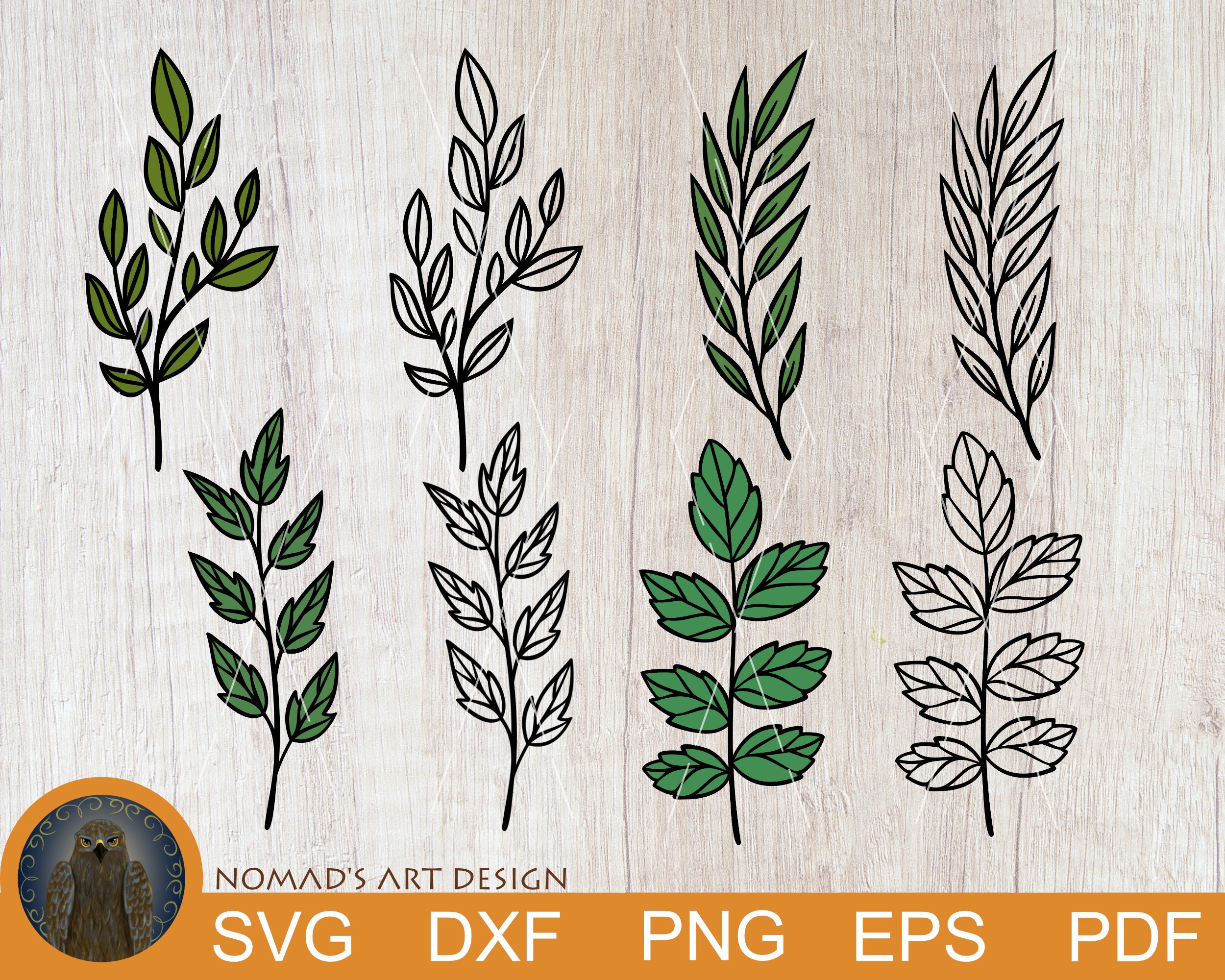 Leaves Svg Leaf Template Leaves Svg with Outline Leaf Svg | Etsy