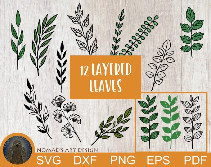 Leaves Svg, Leaf Template, Leaves Svg With Outline, Leaf Svg Bundle ...