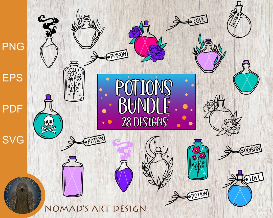 Potion Svg Bundle Poison Bottle Svg Mystical Svgs Layered - Etsy
