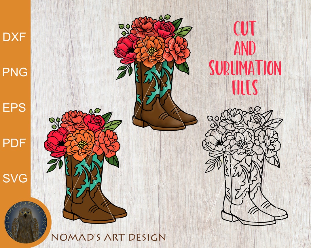 Cowboy Boots Svg, Cowboy Boots Flowers Svg, Girl Rodeo Svg, Cowboy ...