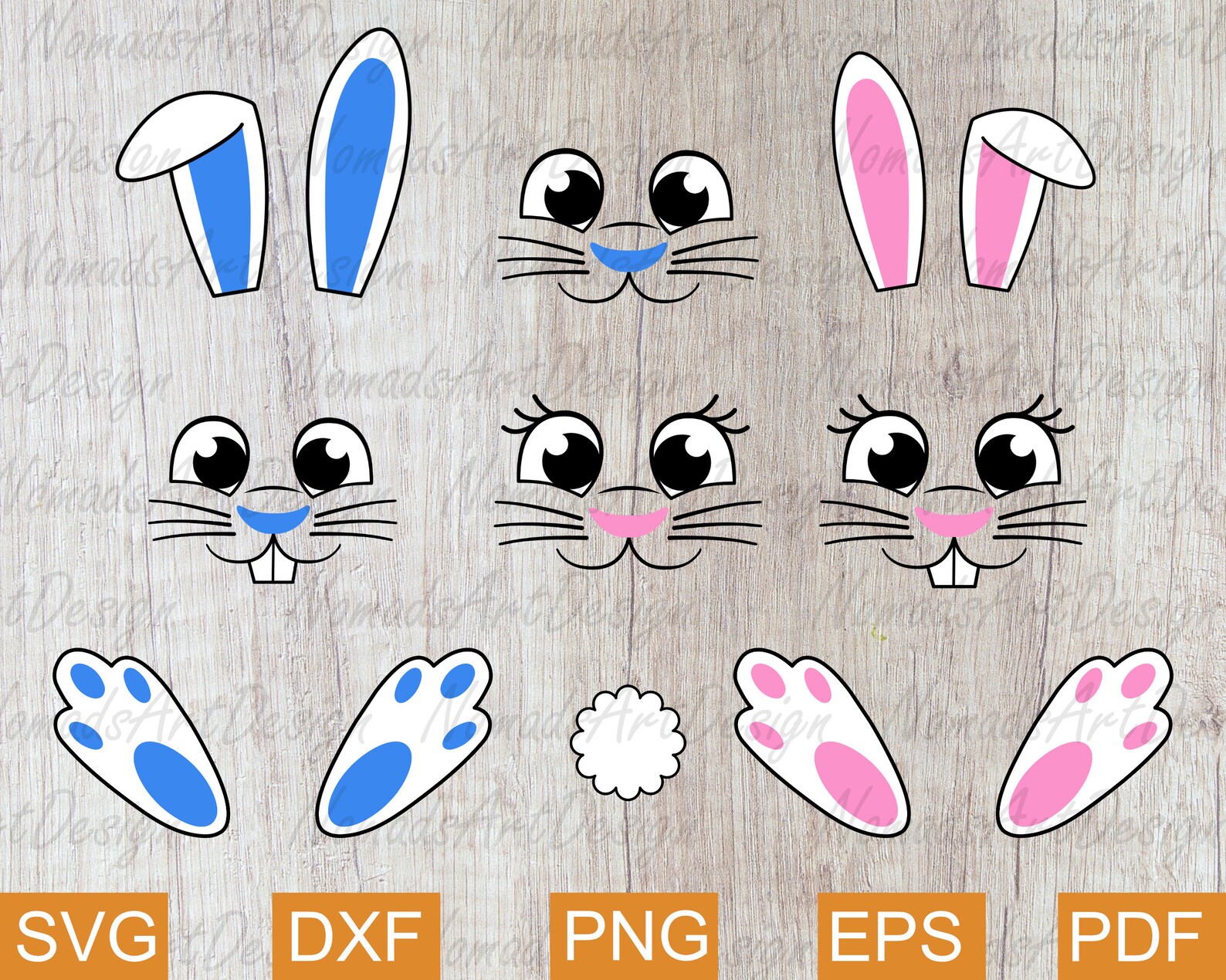 Bunny Face Svg Easter Bunny Svg Bunny Set Bunny Face Set | Etsy