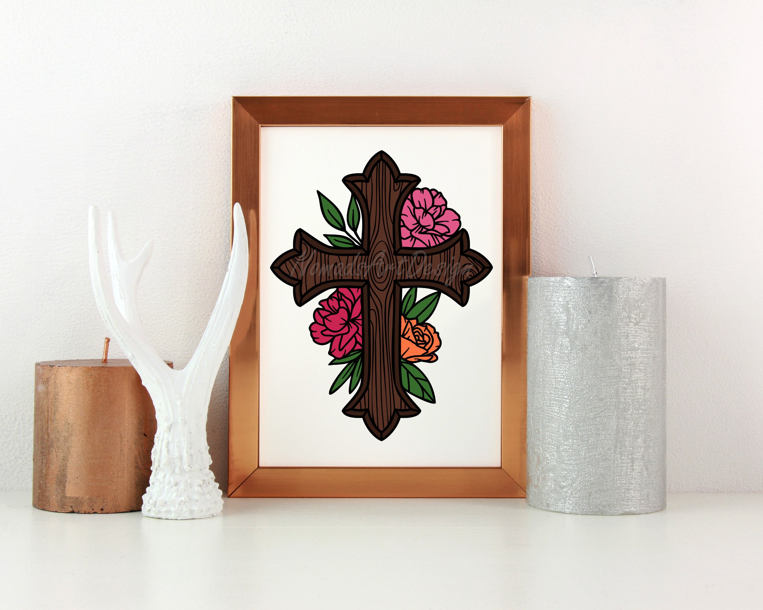 Floral Cross Svg Wood Cross Svg Flower Cross Svg Rose Svg - Etsy