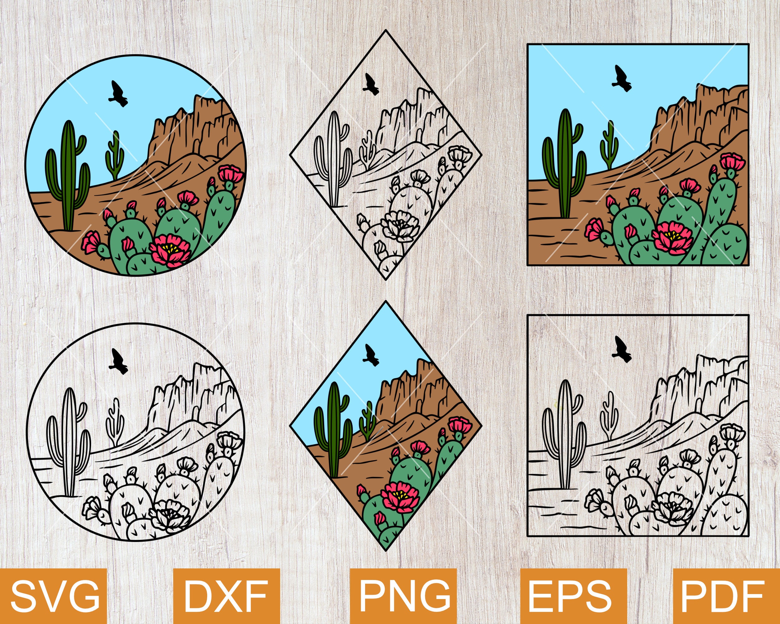 Cactus Scene Svg Desert Scene Svg Boho Svg Cactus Svg - Etsy