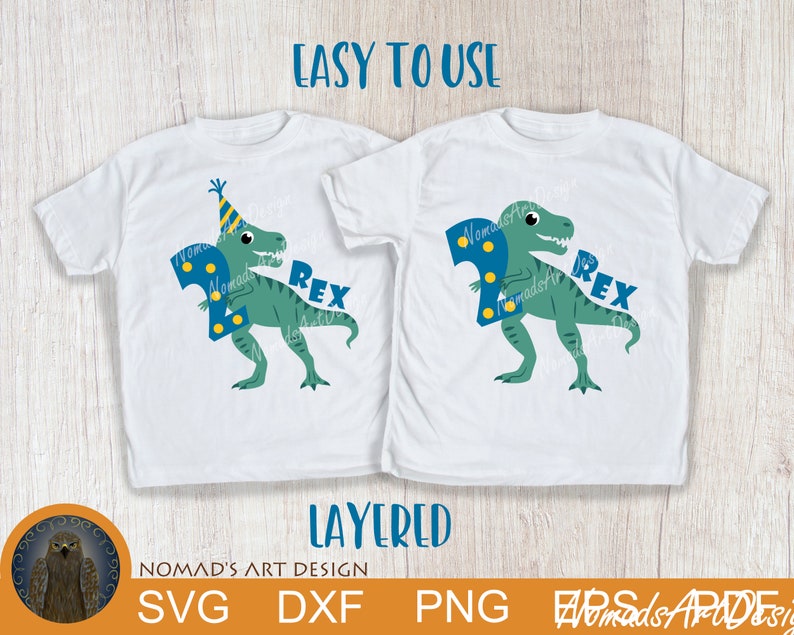 Two Rex Svg Birthday Boy Svg 2 Rex Svg Girl Birthday Svg | Etsy