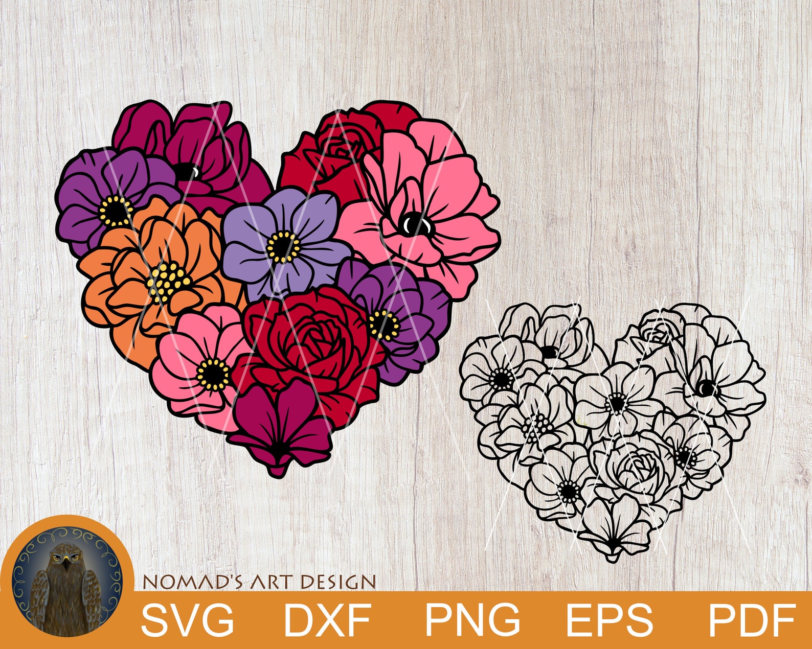 Flower Heart Svg Floral Heart Svg Heart With Flowers Svg - Etsy