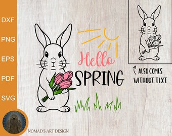 SVG Spring Rabbit Easter Bunny Flowers Floral Bunny SVG - Etsy