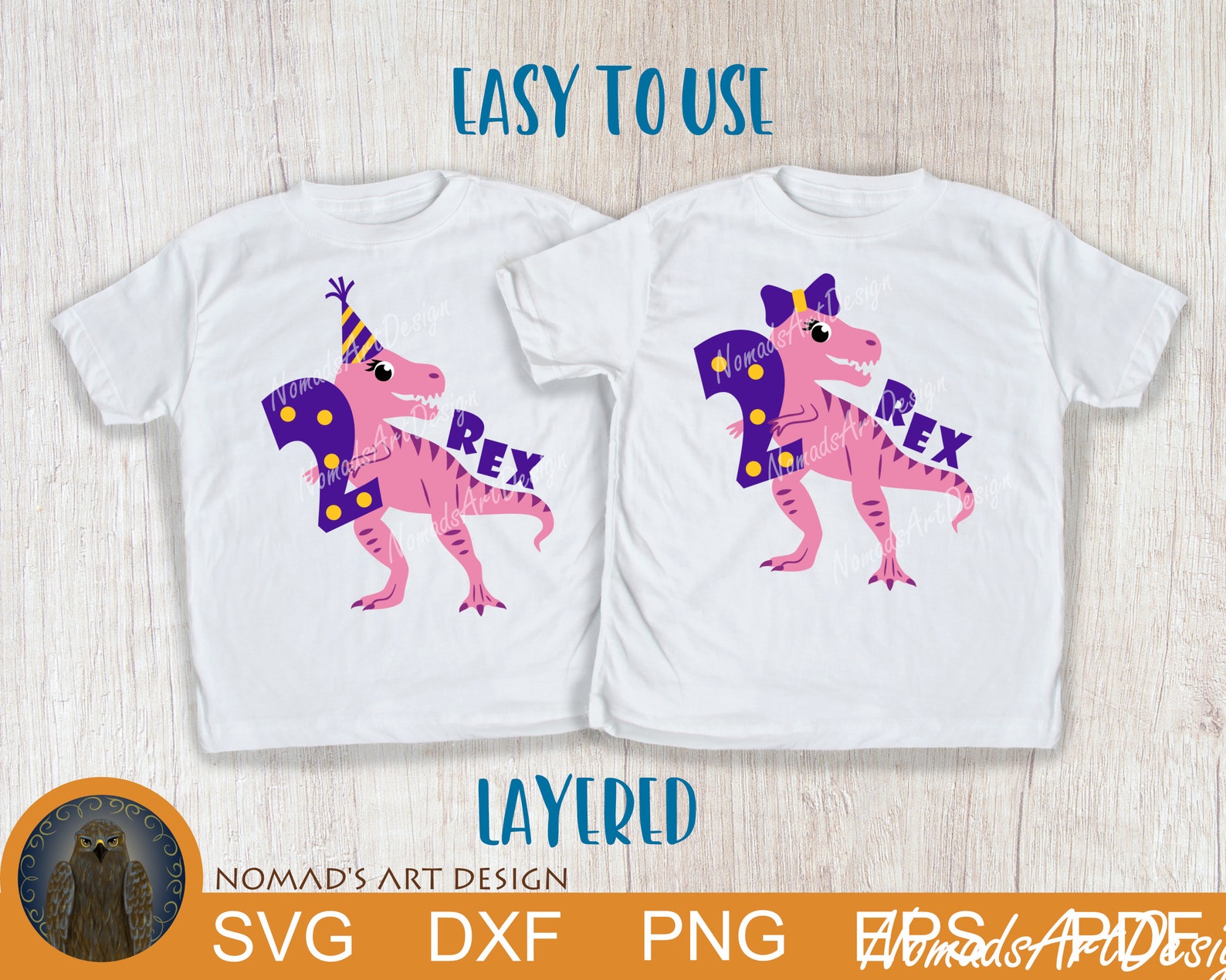 Two Rex Svg Birthday Boy Svg 2 Rex Svg Girl Birthday Svg | Etsy