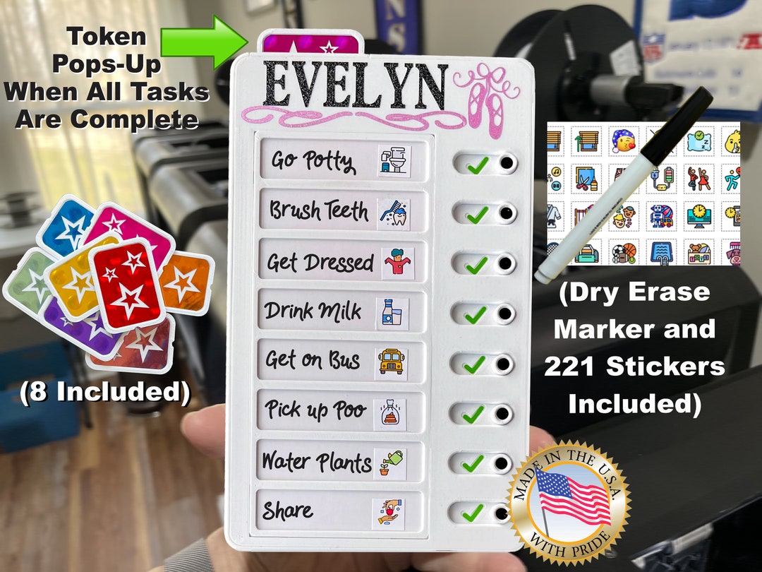 CHORE CHART With REWARD! Dry-erase, Color Graphics, Chore Board ...