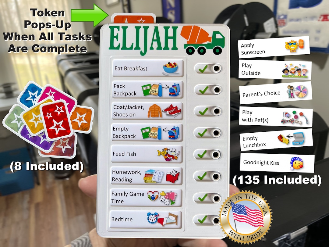 Reward Chore Chart for Kids With Pop-up Token – Customizable & Magnetic ...