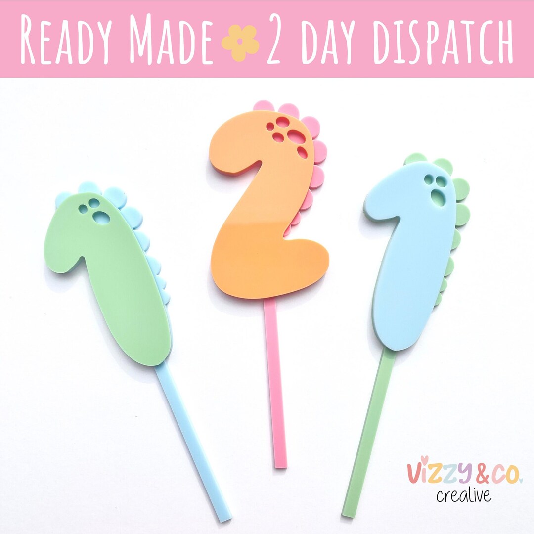 Ready Made Dinosaur Number Cake Topper Acrylic Timber Dino Birthday ...