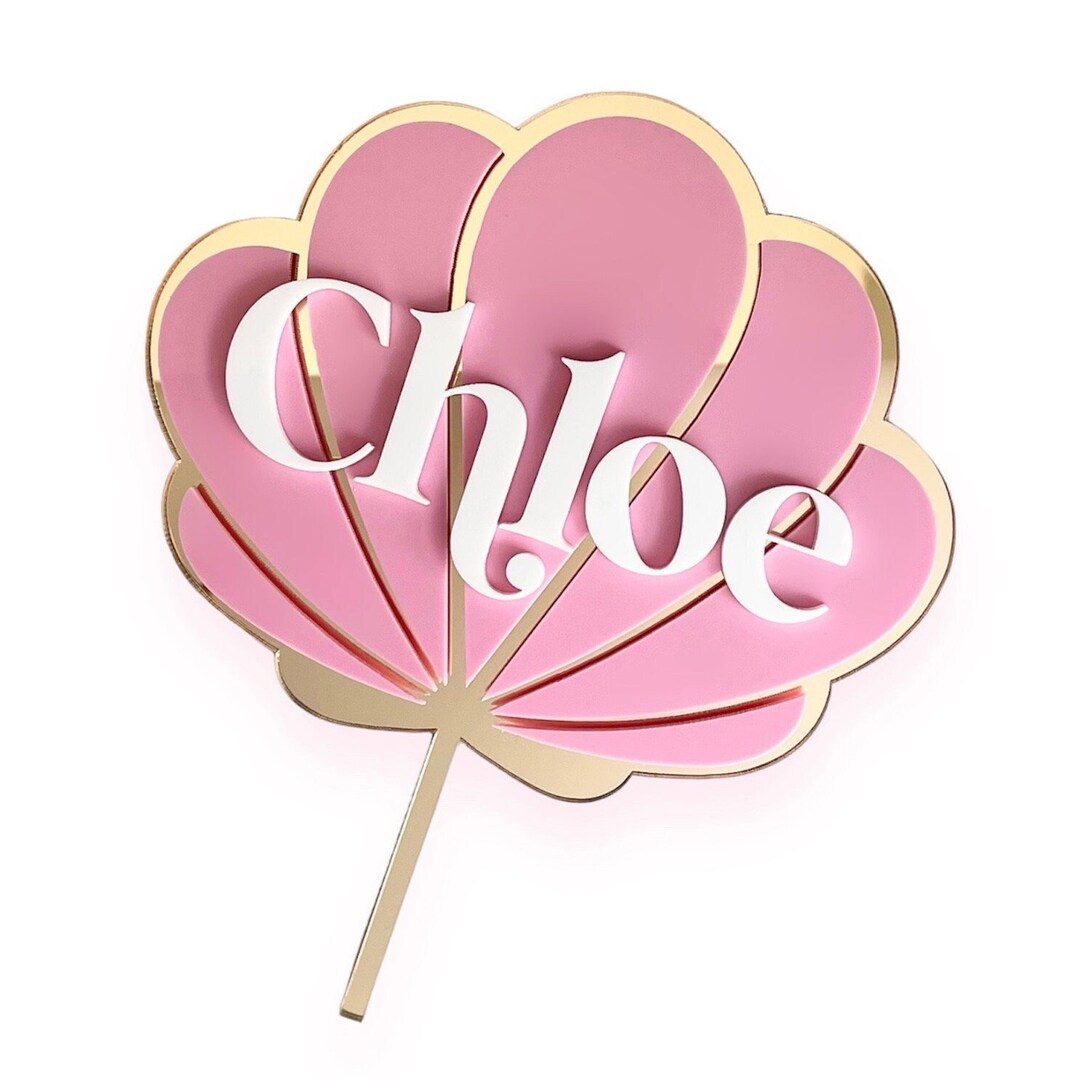 Mermaid Shell Cake Topper Layered Acrylic Timber Birthday Personalised ...