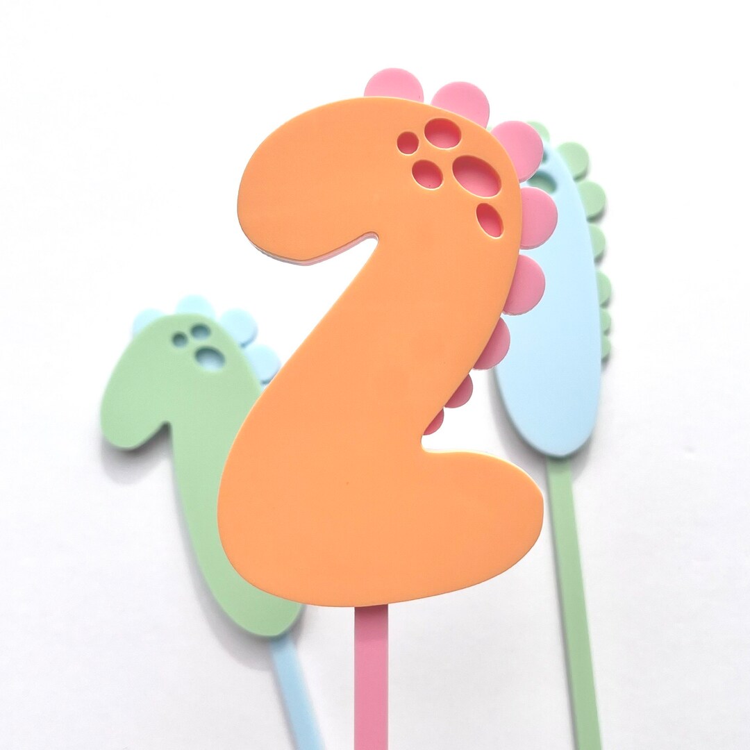 Dinosaur Number Cake Topper Acrylic Timber Dino Birthday Rawrsome Cake ...