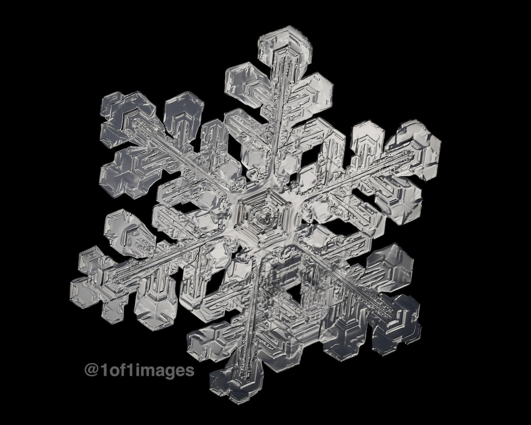 A Real Single Snow Crystal on Blue Fabric 8x10 Print in 11x14 White ...