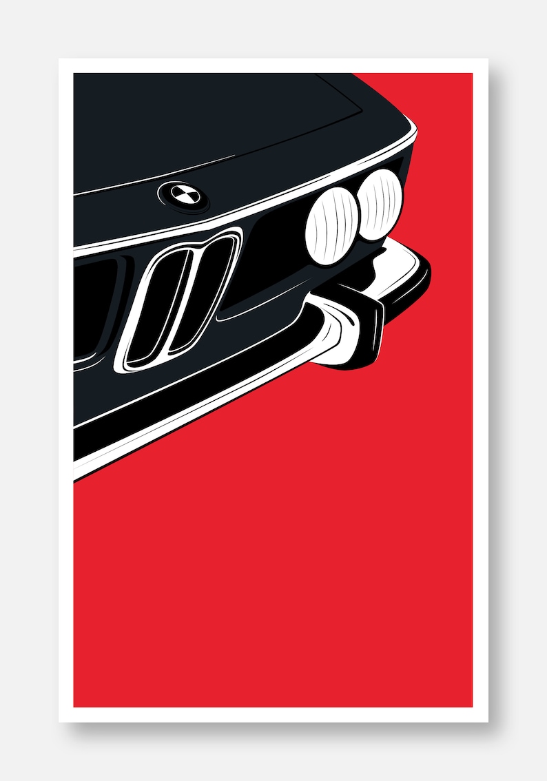 Bmw 3.0 CSI Grille Detail Poster Print Car Illustration | Etsy