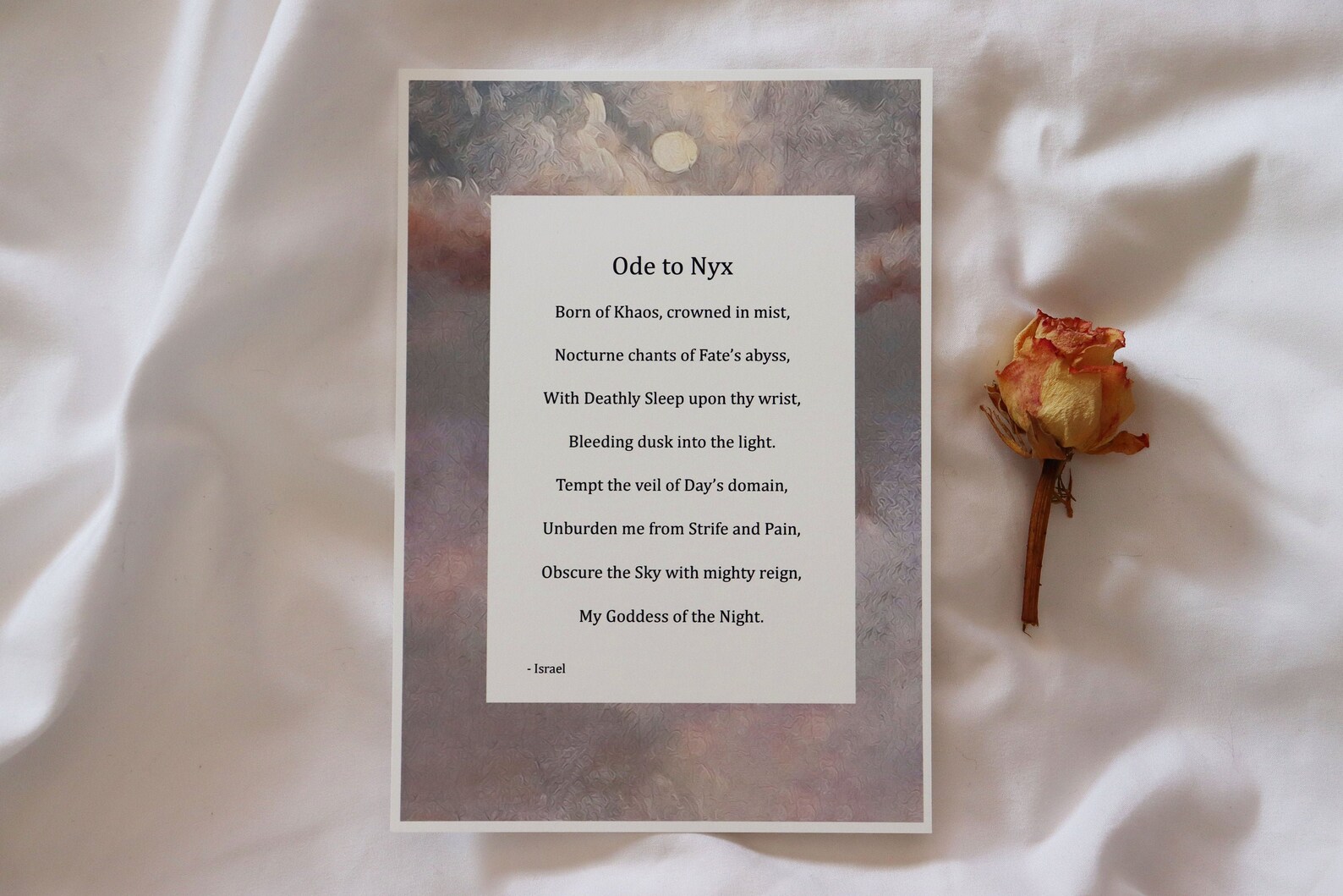 Ode to Nyx Greek Mythology Night Goddess Poem A5 Unframed | Etsy