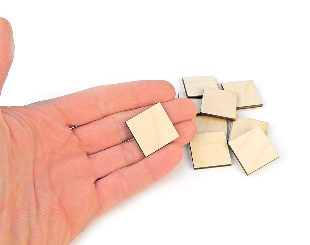 10x Wooden Square Shapes 1, Embellishments Blank Shape Craft Decoration ...