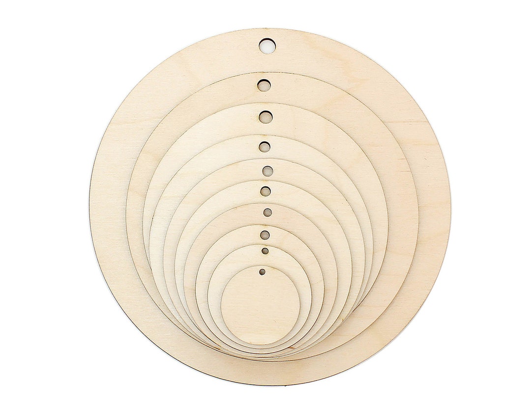 Wooden Circle Shape, DIY Cutout, Wood Plain Round Geometrical Unpainted ...