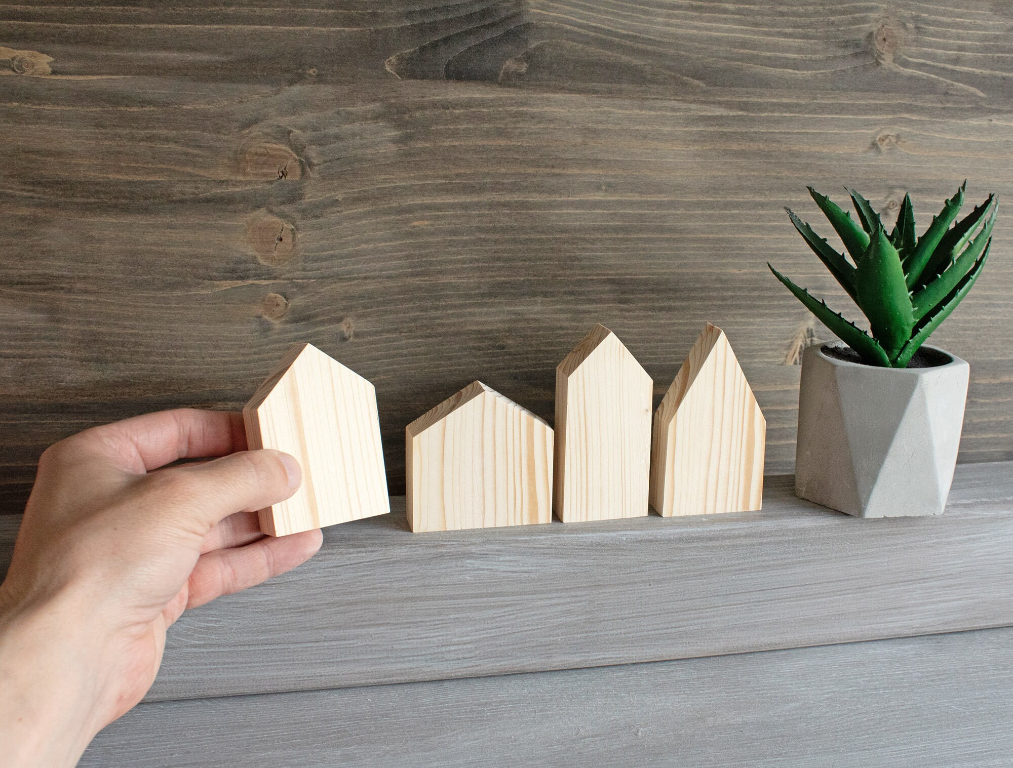 Set of 4x Wood House Shapes Unfinished Wooden Cutout Craft - Etsy