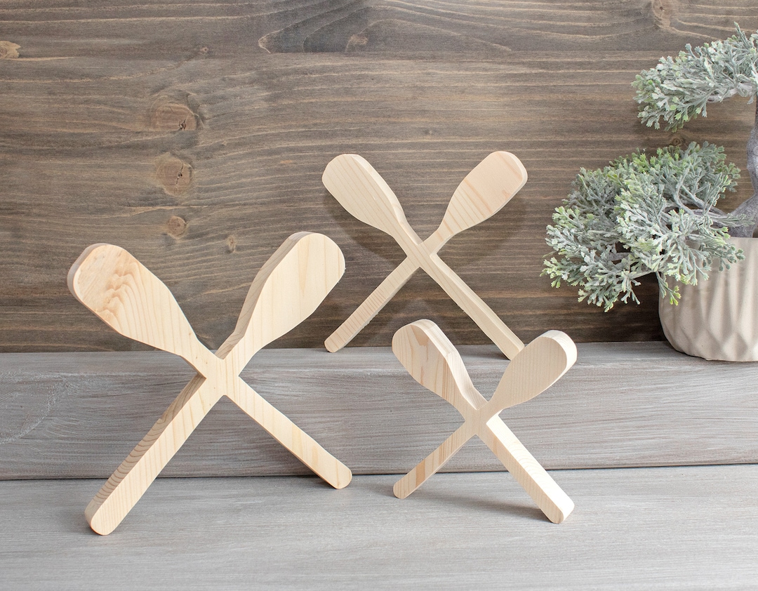 Unfinished Wood Crossed Oars Cutout, Wooden Oar Blanks Craft DIY, Home ...