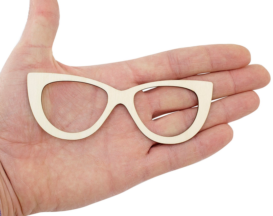 Wooden Cat Eye Glasses 12cm Shape Craft Tag Decoration, Embellishments ...