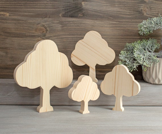 Unfinished Wooden Tree Cutouts Wooden Tree Blanks Craft DIY - Etsy