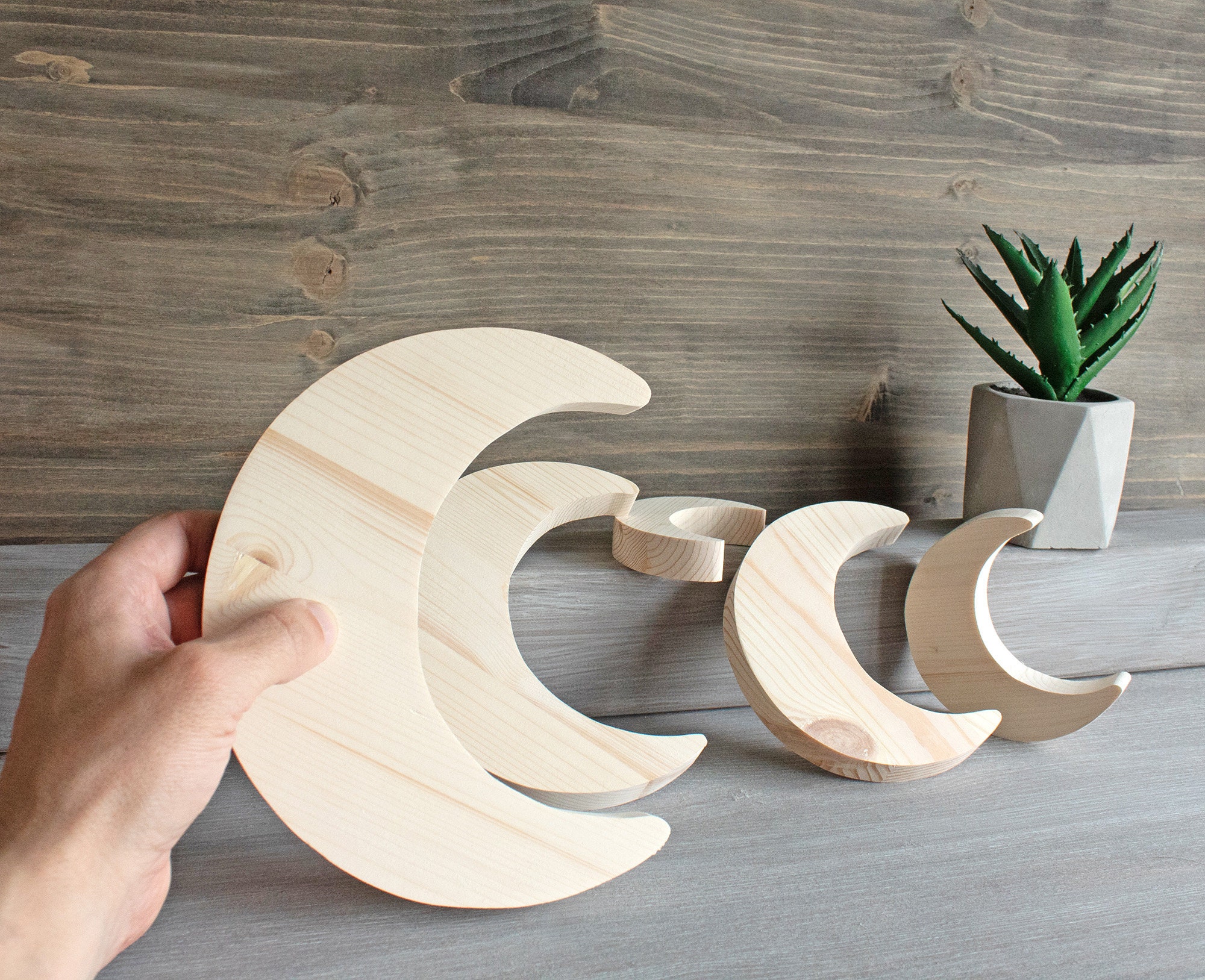 Unfinished Wooden Moon Cutout, Wood Shape Craft DIY, Home Decor ...