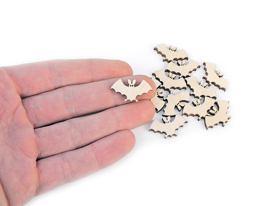 10x Wooden Bat Shapes (1"), Embellishments Blank Shape Craft Decoration ...