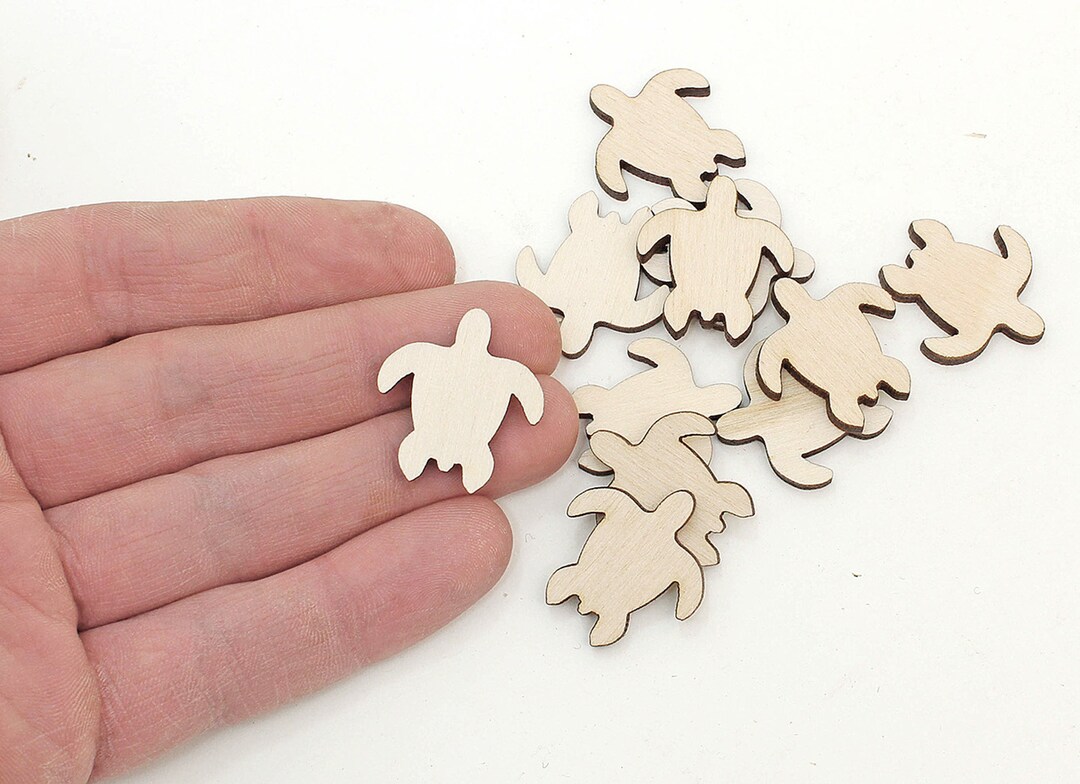 10x Wooden Sea Turtle Cutouts (1") Wood Turtle Shape, Embellishments ...
