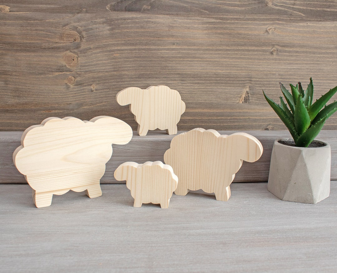 Unfinished Wooden Sheep Cutout, Wood Sheep Blanks Craft DIY, Home Decor ...