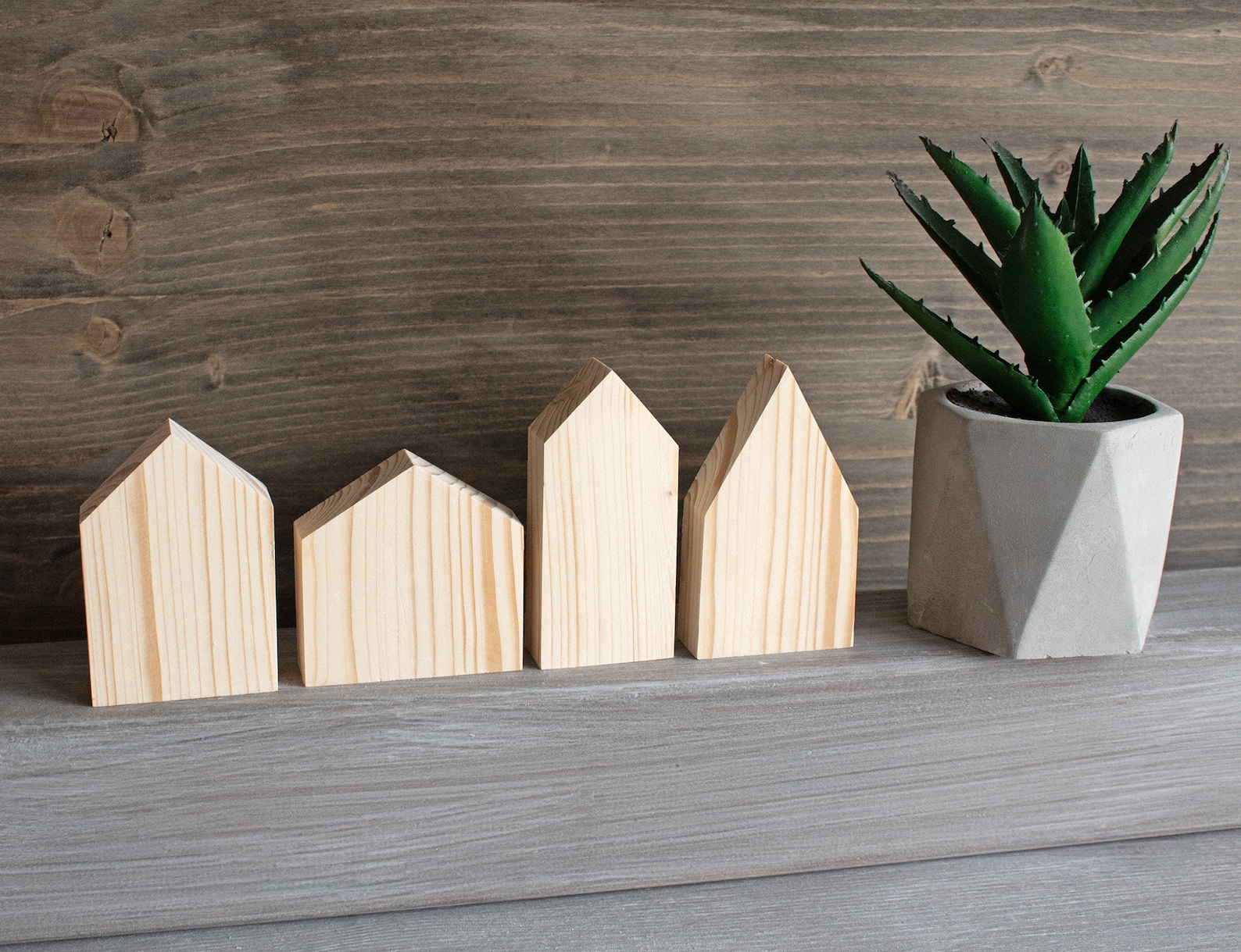 Set of 4x Wood House Shapes Unfinished Wooden Cutout Craft - Etsy