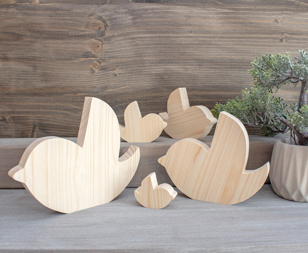 Unfinished Wooden Bird With A Wing Cutout, Wood Blanks Craft DIY, Home ...