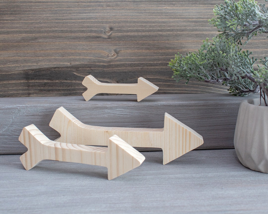 Unfinished Wooden Arrow Cutout, Wood Shape Craft DIY, Home Decor ...