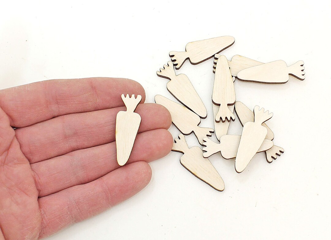 10pcs. Mini Wooden Carrot 1,5 Shapes, Carrot Cutout, Vegetables Blanks ...