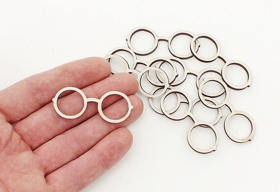 5pcs. Wooden Round Glasses 5cm Shape Craft Tag Decoration | Etsy