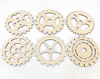 Wood Wheel Cog Cutout, Wooden Craft Supplies, Wood Crafting Shapes ...
