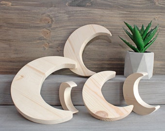 Unfinished Wooden Moon Cutout Wood Shape Craft DIY Home - Etsy