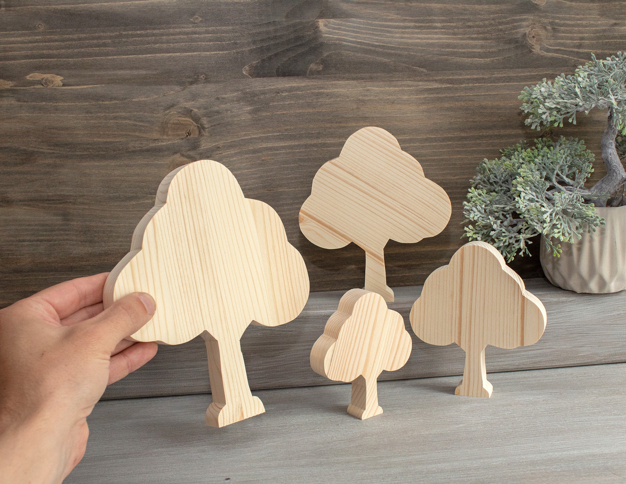 Unfinished Wooden Tree Cutouts Wooden Tree Blanks Craft DIY - Etsy