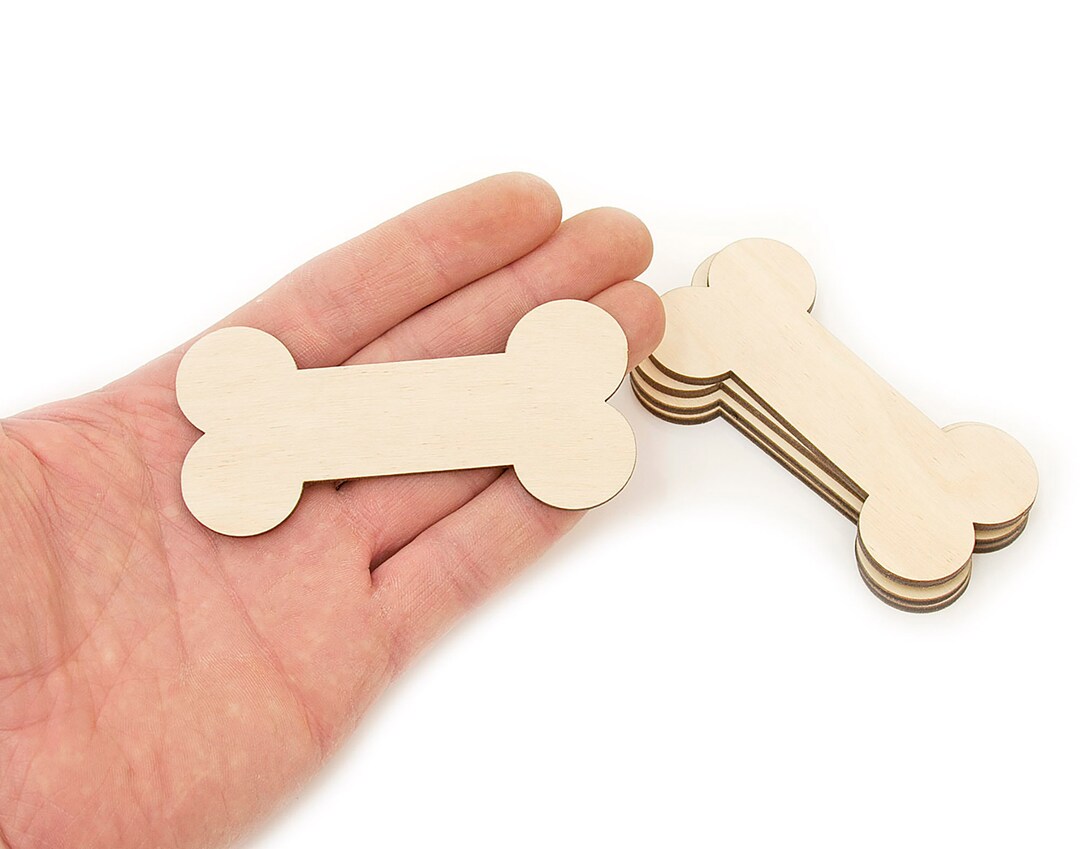 5x Wooden Dog Bones Cutouts 9cm Animal Foot, Wood Cat Dog Bone Shape ...